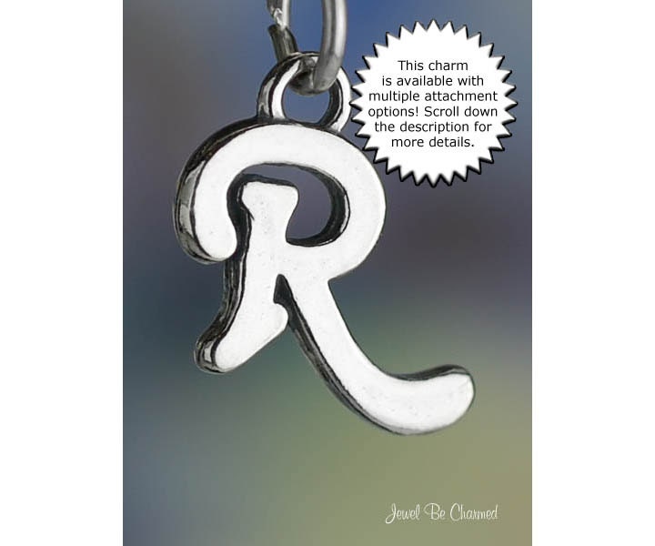 Sterling Silver Script Letter R Charm Initial Cursive Shiny | Etsy