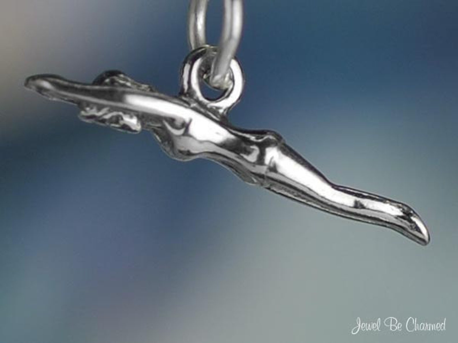 Small Sterling Silver Swimmer Charm Female Swimming Diving - Etsy