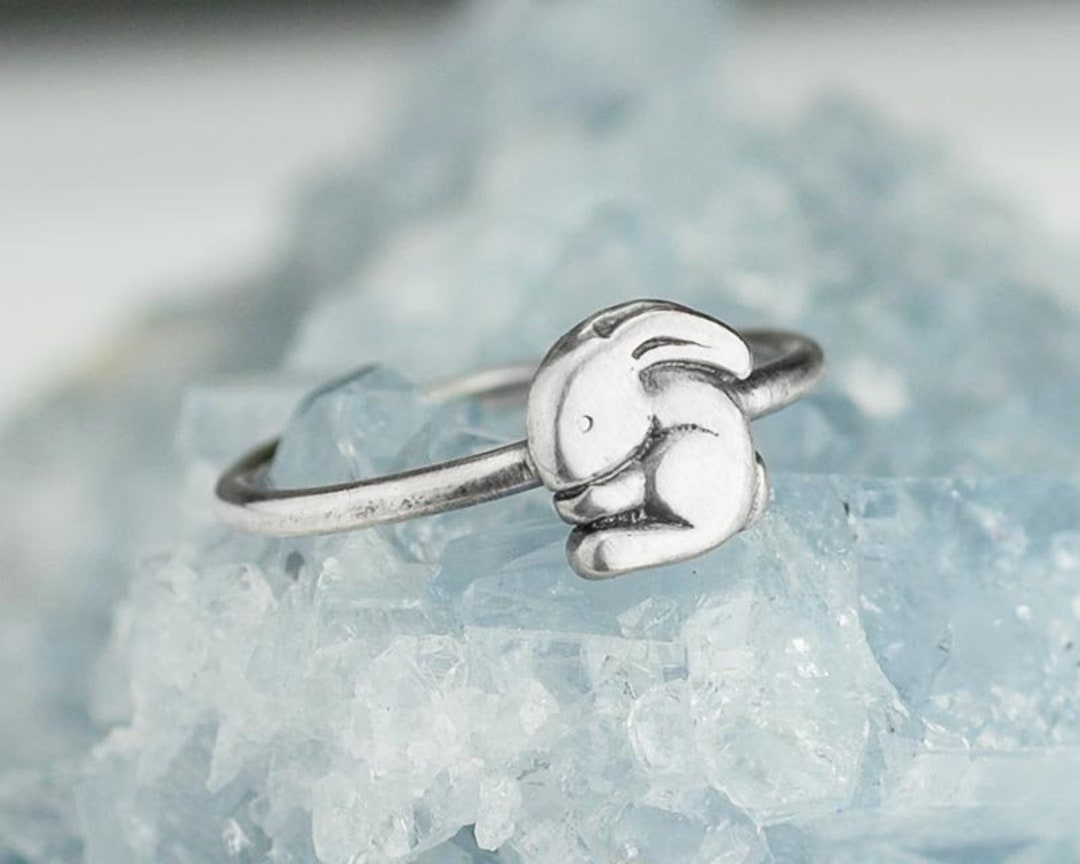Sterling Silver Rabbit Ring Solid .925 Cute Cuddly Bunny Rings Custom ...