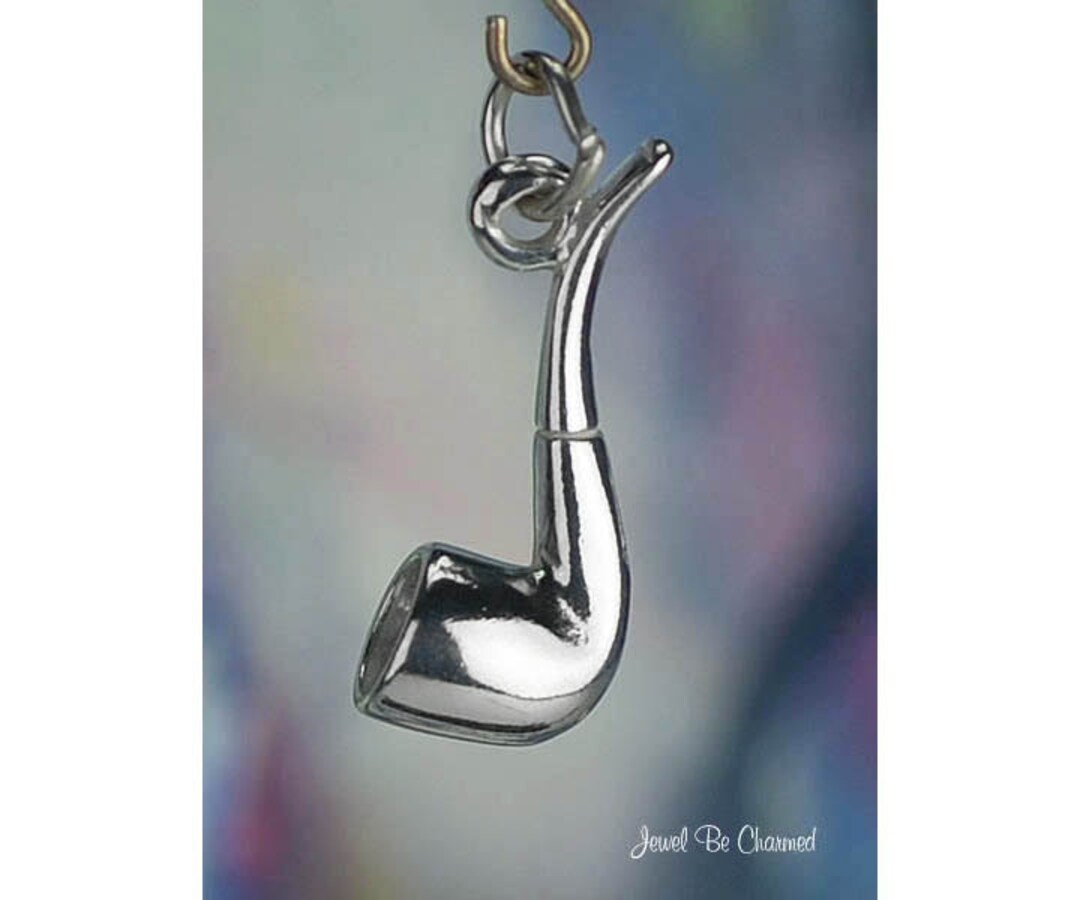 Sterling Silver Pipe Charm Pipes Tobacco Smoking Smokers 3D Solid .925 ...