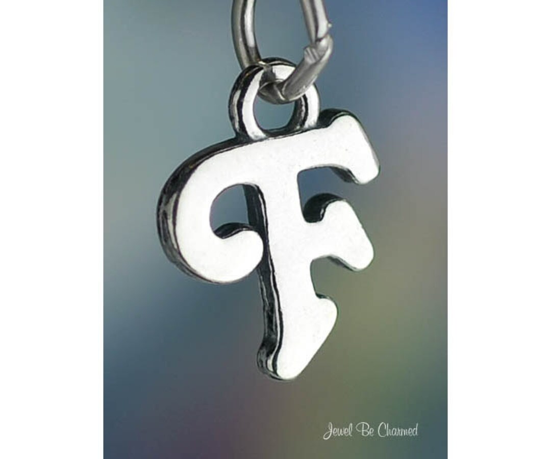 Sterling Silver Script Letter F Charm Initial Cursive Shiny Solid .925 ...