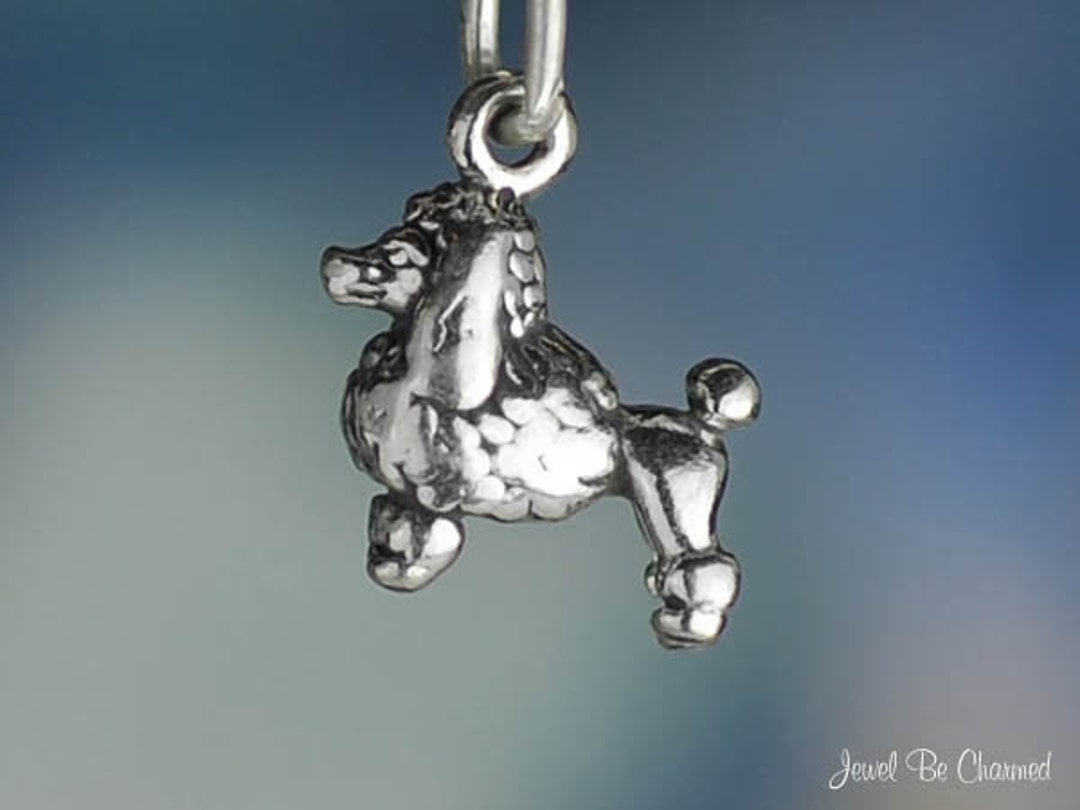 Miniature Sterling Silver Poodle Charm Poodles Small Tiny 3D Solid 925 ...