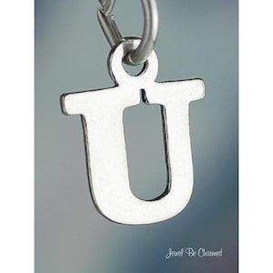 Sterling Silver Small Letter U Charm Initial Capital Letters Solid 925 ...