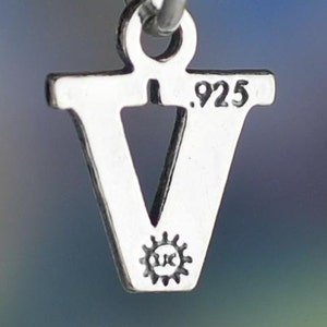 Sterling Silver Small Letter V Charm Initial Capital Letters Solid 925 ...