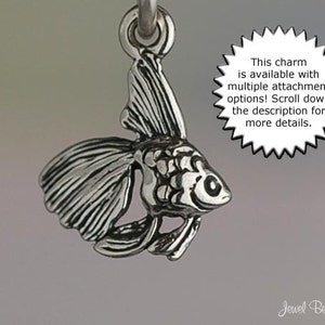 Miniature Sterling Silver Goldfish or Beta Fish Charm Tiny Solid .925 ...
