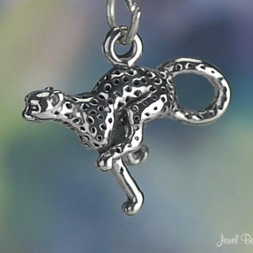 Sterling Silver Cheetah Charm Fast Running Animal Safari 3D - Etsy
