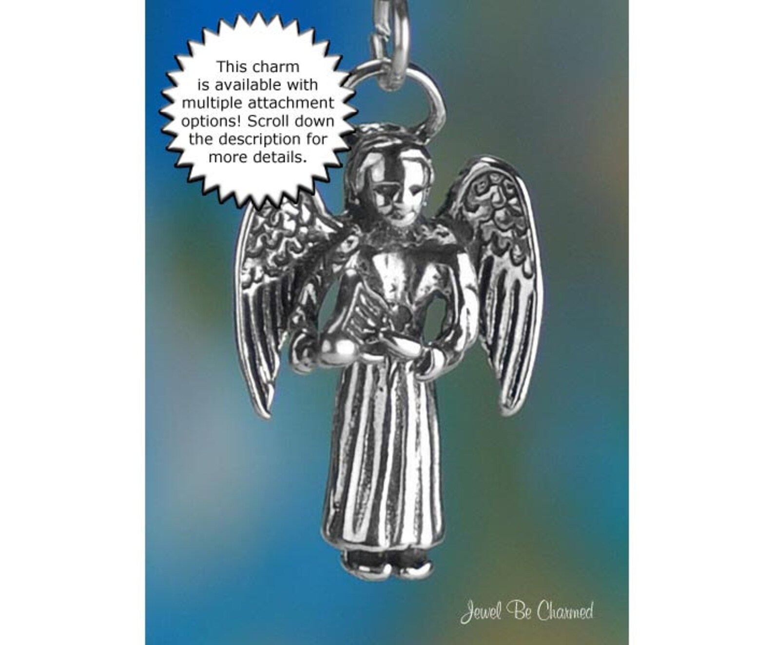 Sterling Silver Angel With Harp Charm 3D Angels Heaven Solid .925 - Etsy