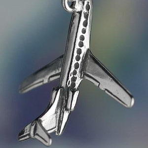 Sterling Silver Jet Plane Airplane Charm Passenger Flight 3D Solid 925 ...