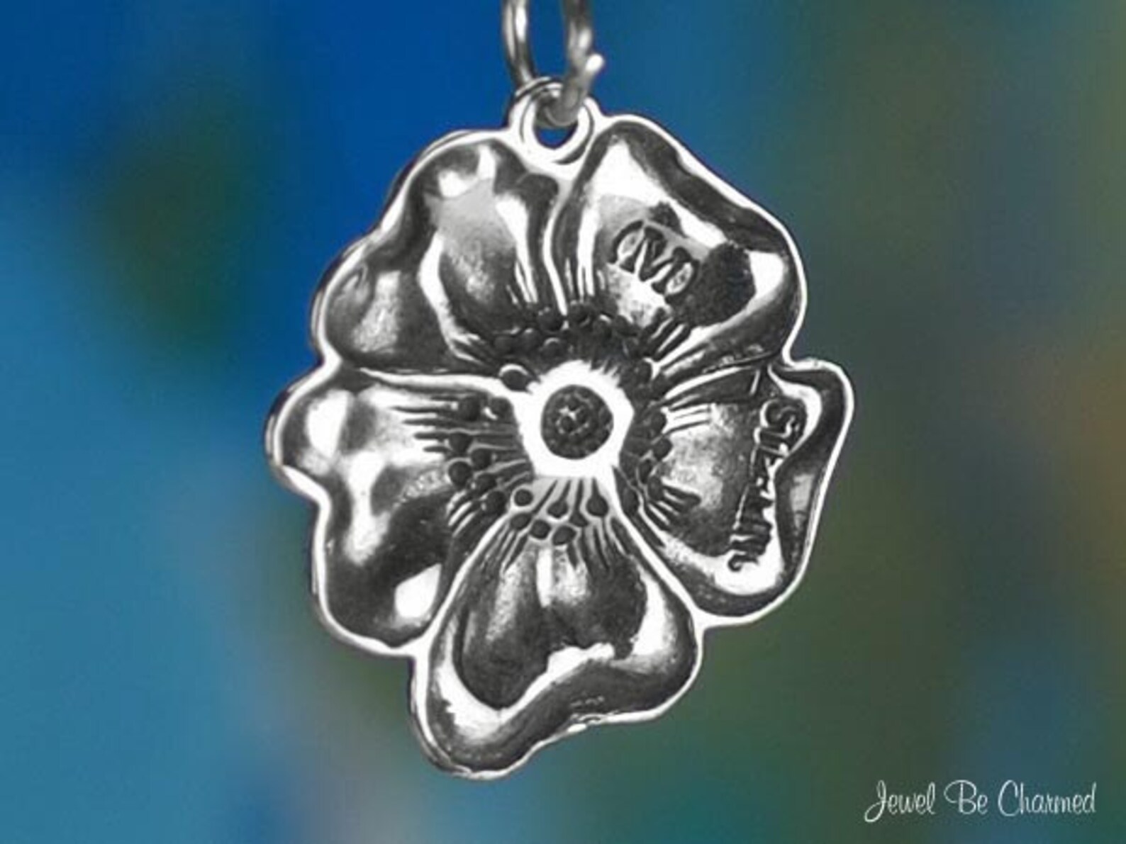Sterling Silver Poppy Charm Garden Flower or Armistice Day - Etsy