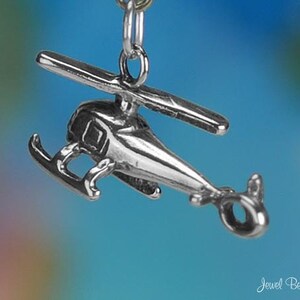 Sterling Silver Helicopter Charm Chopper Flight Vehicle 3D Solid .925 ...