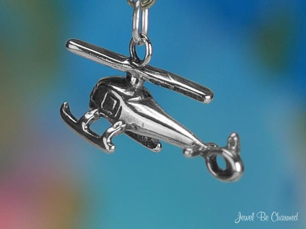 Sterling Silver Helicopter Charm Chopper Flight Vehicle 3D Solid .925 ...