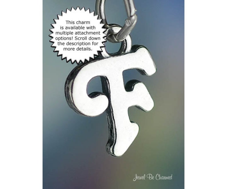 Sterling Silver Script Letter F Charm Initial Cursive Shiny Solid .925 ...