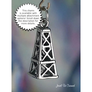 Sterling Silver Oil Derrick Charm for Oil Wells Gas Rigs 3D Solid .925 ...