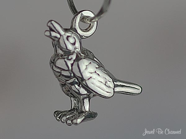 Miniature Sterling Silver Songbird Robin Charm Bird Tiny 3D Solid .925 ...