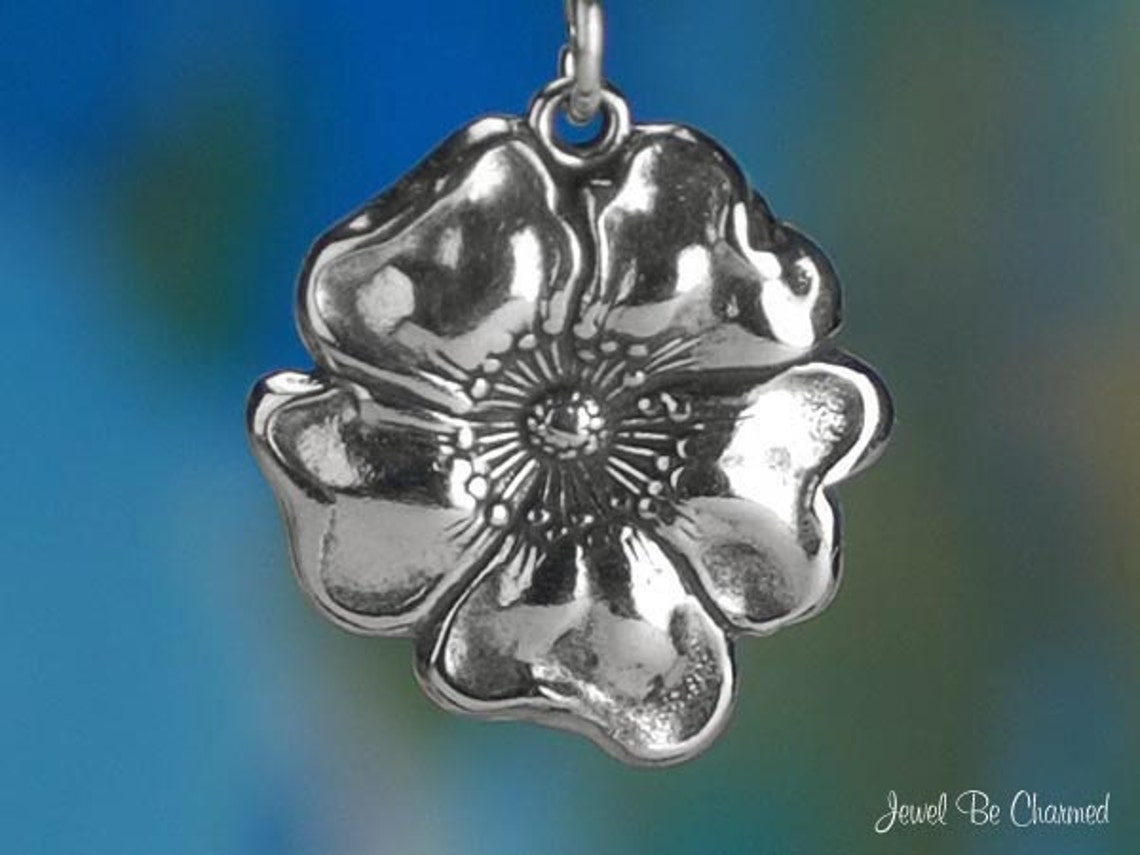 Sterling Silver Poppy Charm Garden Flower or Armistice Day | Etsy