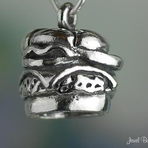 Sterling Silver Cheeseburger or Hamburger Charm Burger 3D Solid .925 - Etsy