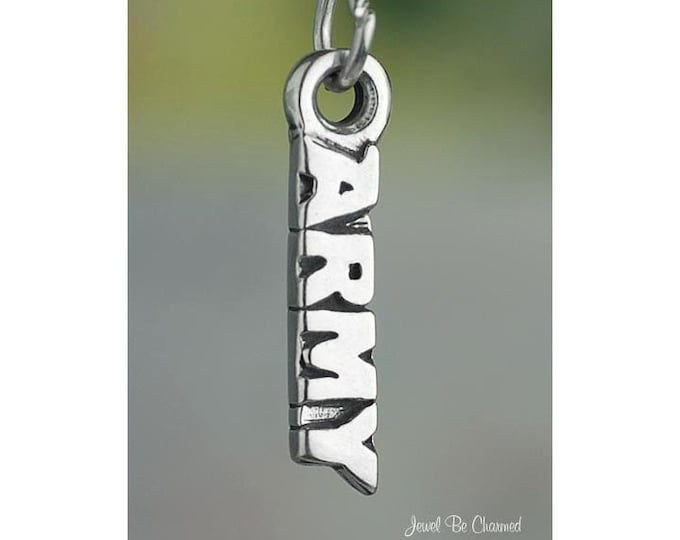 Sterling Silver Army Charm for Military Soldier or Veteran Solid .925 ...