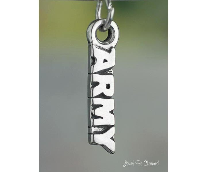 Sterling Silver Army Charm for Military Soldier or Veteran Solid .925 ...