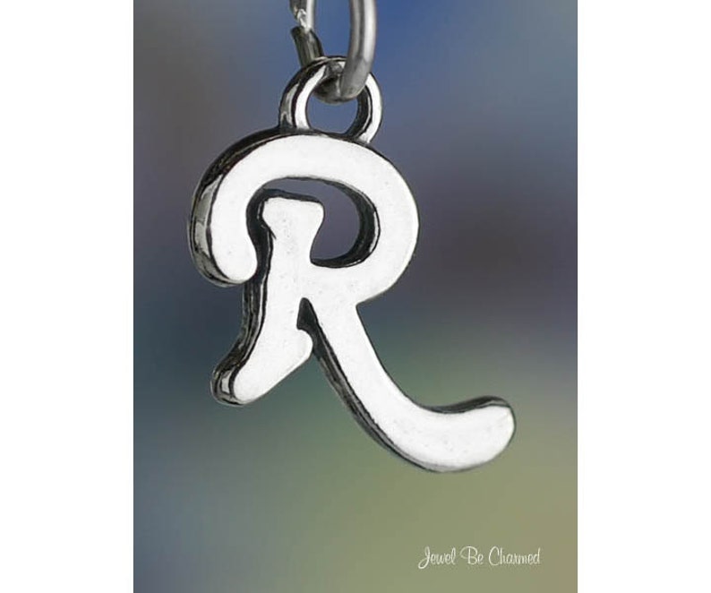 Sterling Silver Script Letter R Charm Initial Cursive Shiny | Etsy