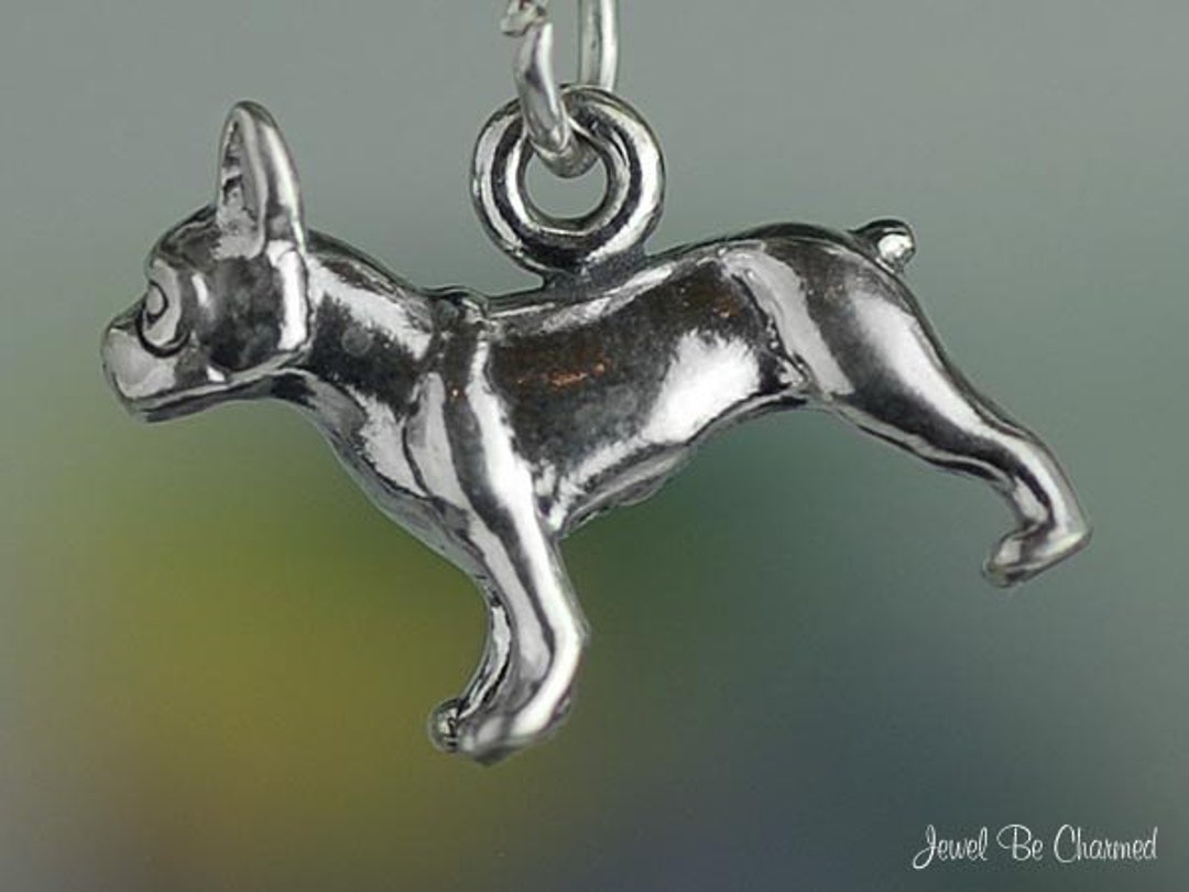 Sterling Silver Boston Terrier or French Bulldog Charm 3D Solid .925 - Etsy