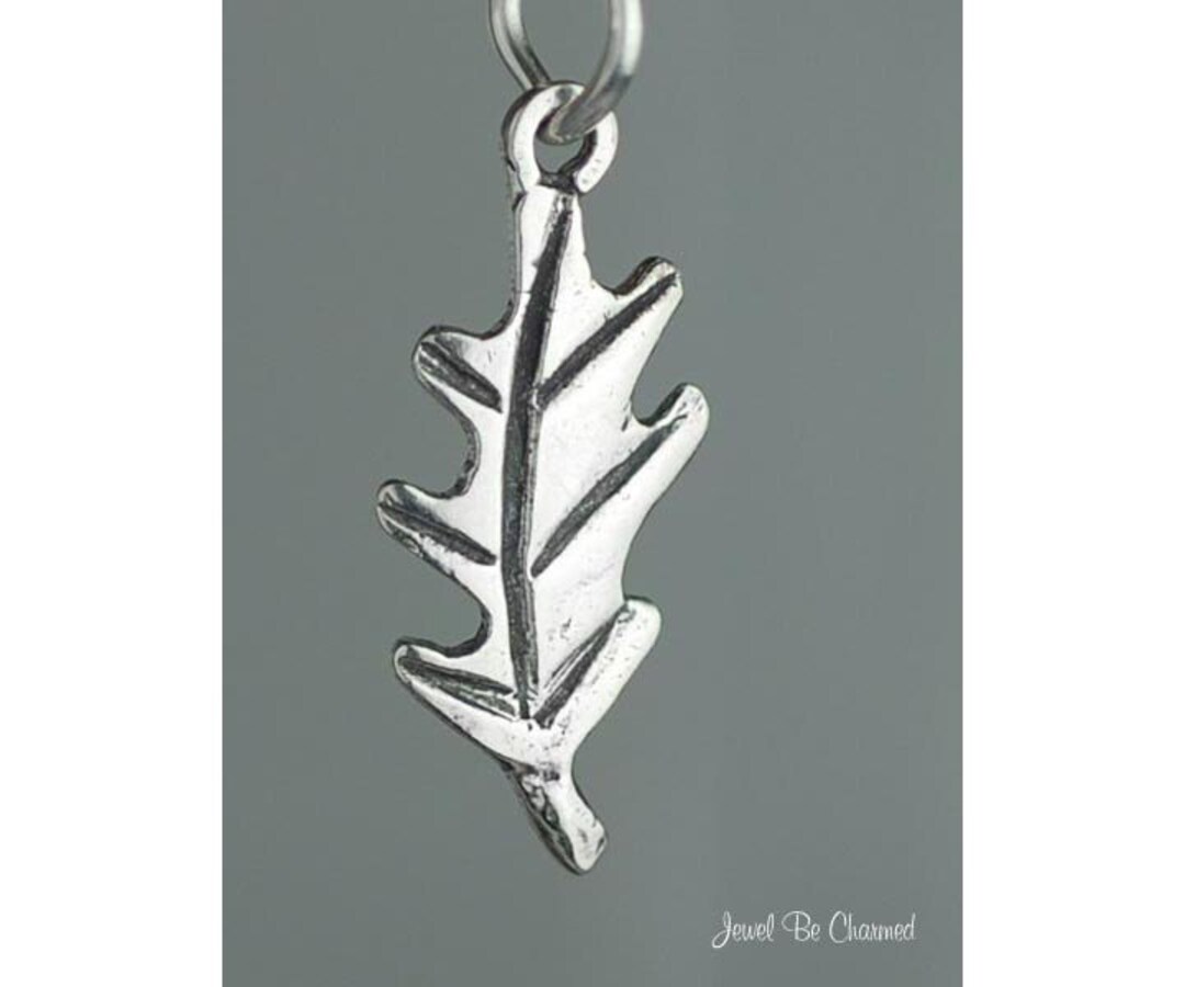 Sterling Silver Narrow Oak Leaf Charm Tree Leaves Autumn Solid .925 - Etsy