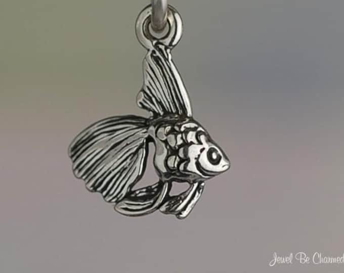 Miniature Sterling Silver Goldfish or Beta Fish Charm Tiny Solid .925 ...