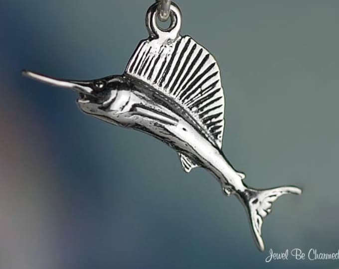 Sterling Silver Swordfish or Sailfish Charm Ocean Fish 3D Solid .925 - Etsy