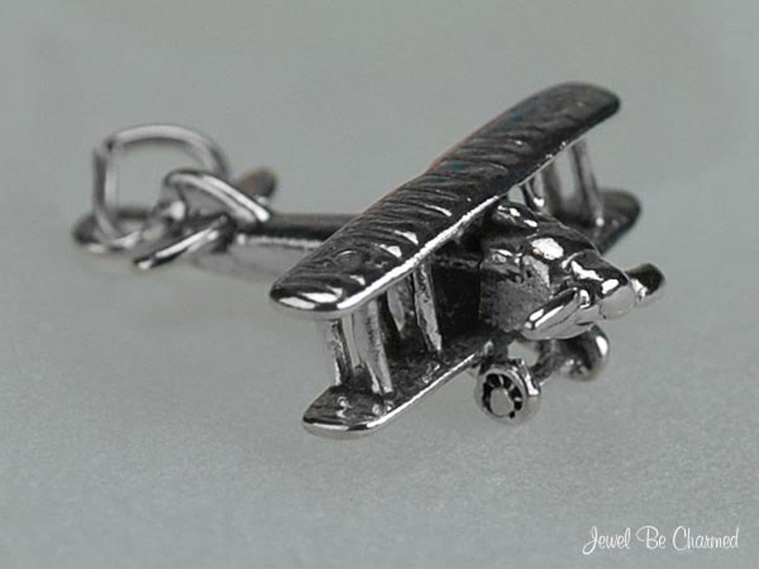 Sterling Silver Biplane Charm Aircraft Plane Airplane 3D Solid .925 - Etsy