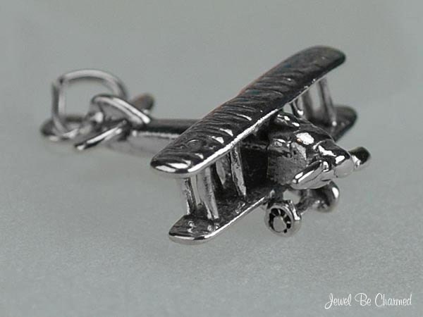 Sterling Silver Biplane Charm Aircraft Plane Airplane 3D Solid - Etsy