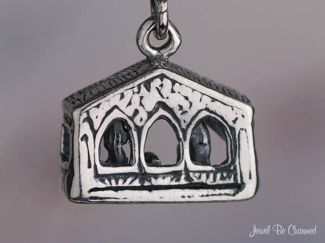 Sterling Silver Nativity Charm Manger Christmas Bethlehem 3D - Etsy