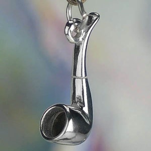 Sterling Silver Pipe Charm Pipes Tobacco Smoking Smokers 3D Solid .925 ...