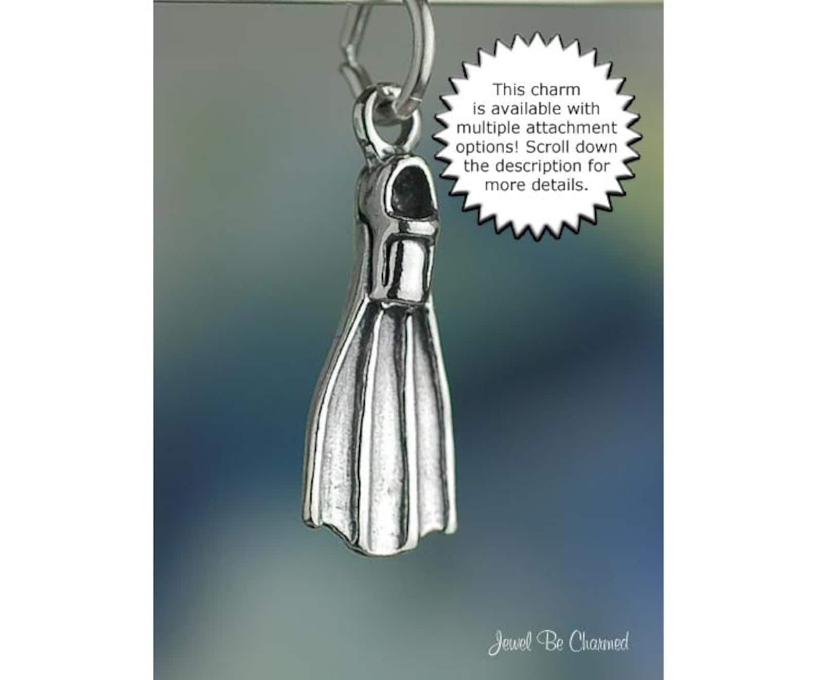 Sterling Silver Fin Flipper Scuba Diving Charm Diver 3D Solid .925 - Etsy