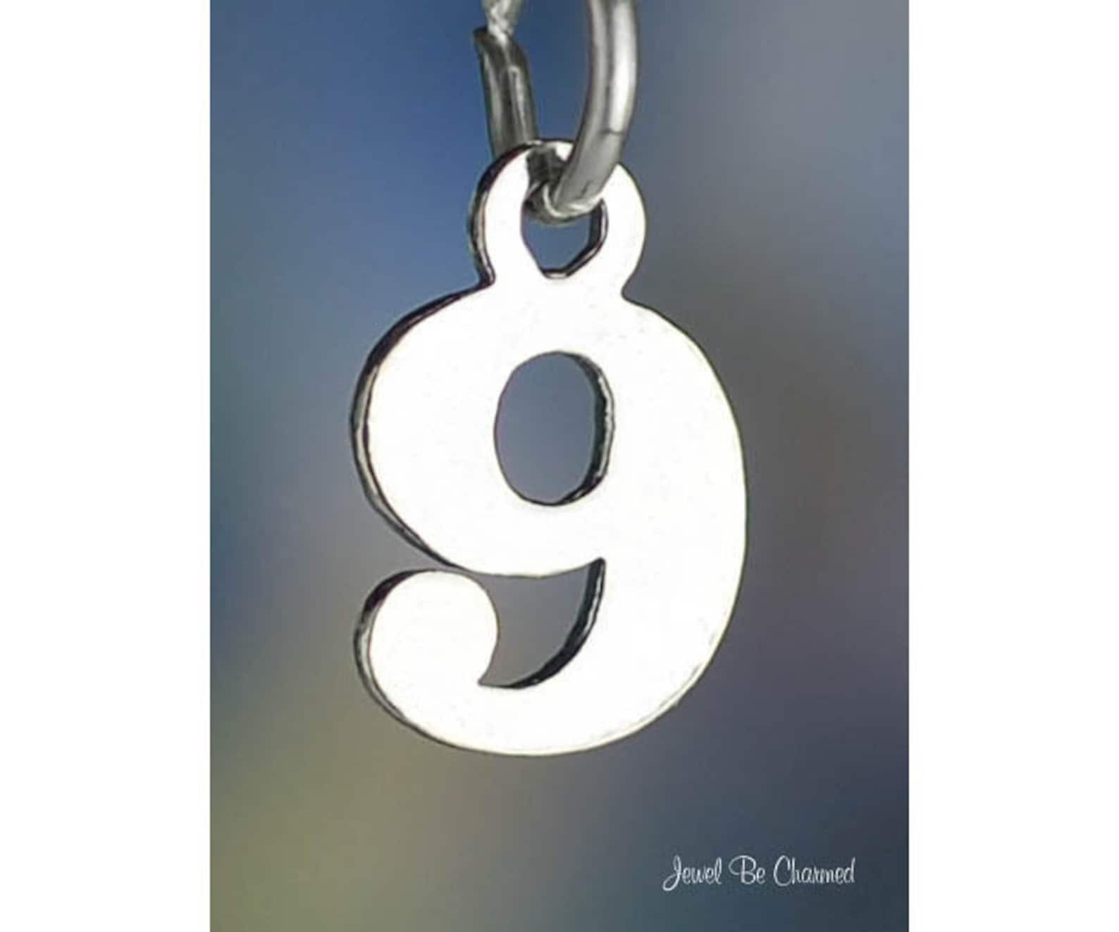 Sterling Silver Small Number Nine Charm Numeral 9 Digit Solid | Etsy