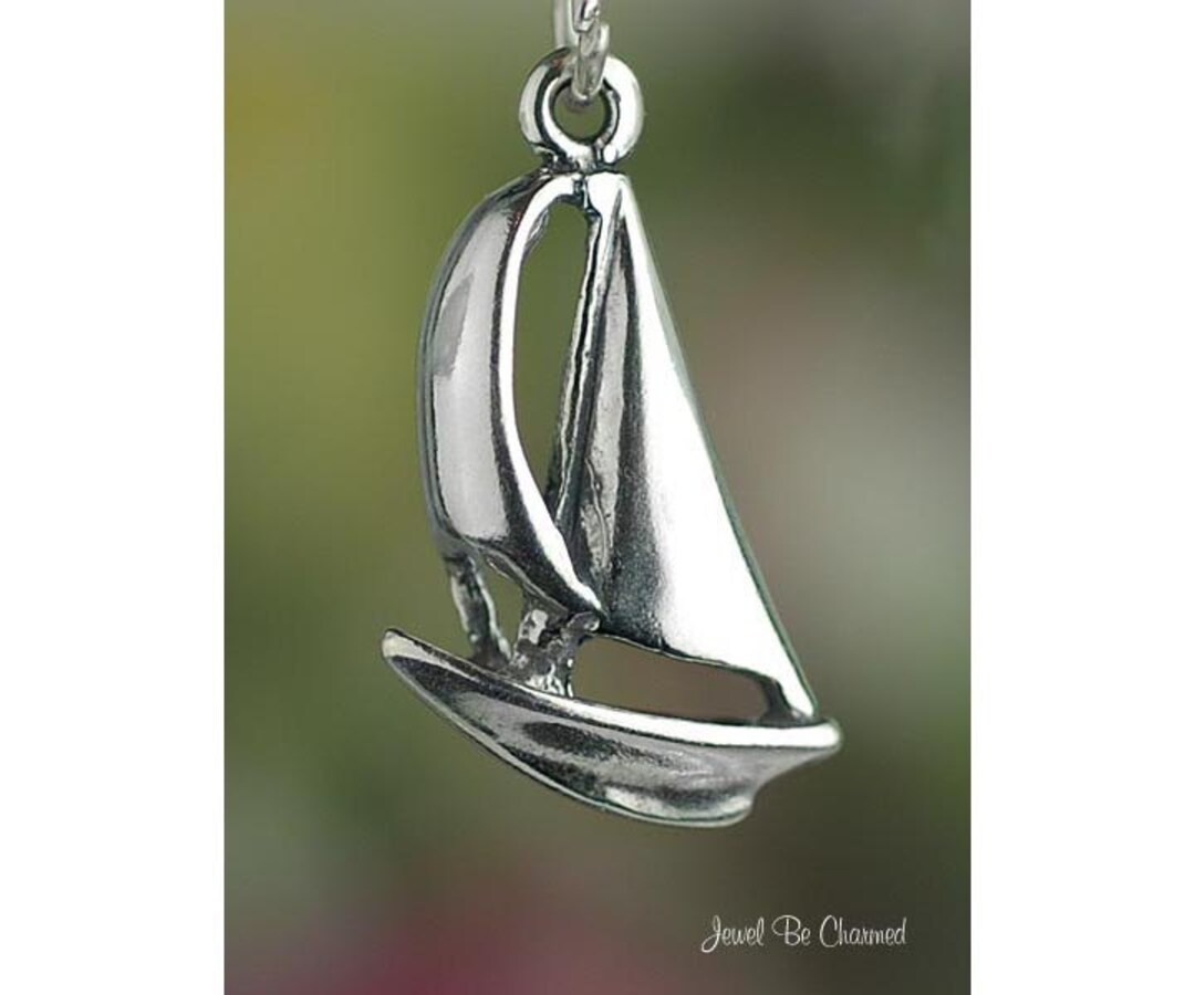 Sterling Silver Sailboat Charm Boat Nautical Ocean Sailing Solid .925 ...