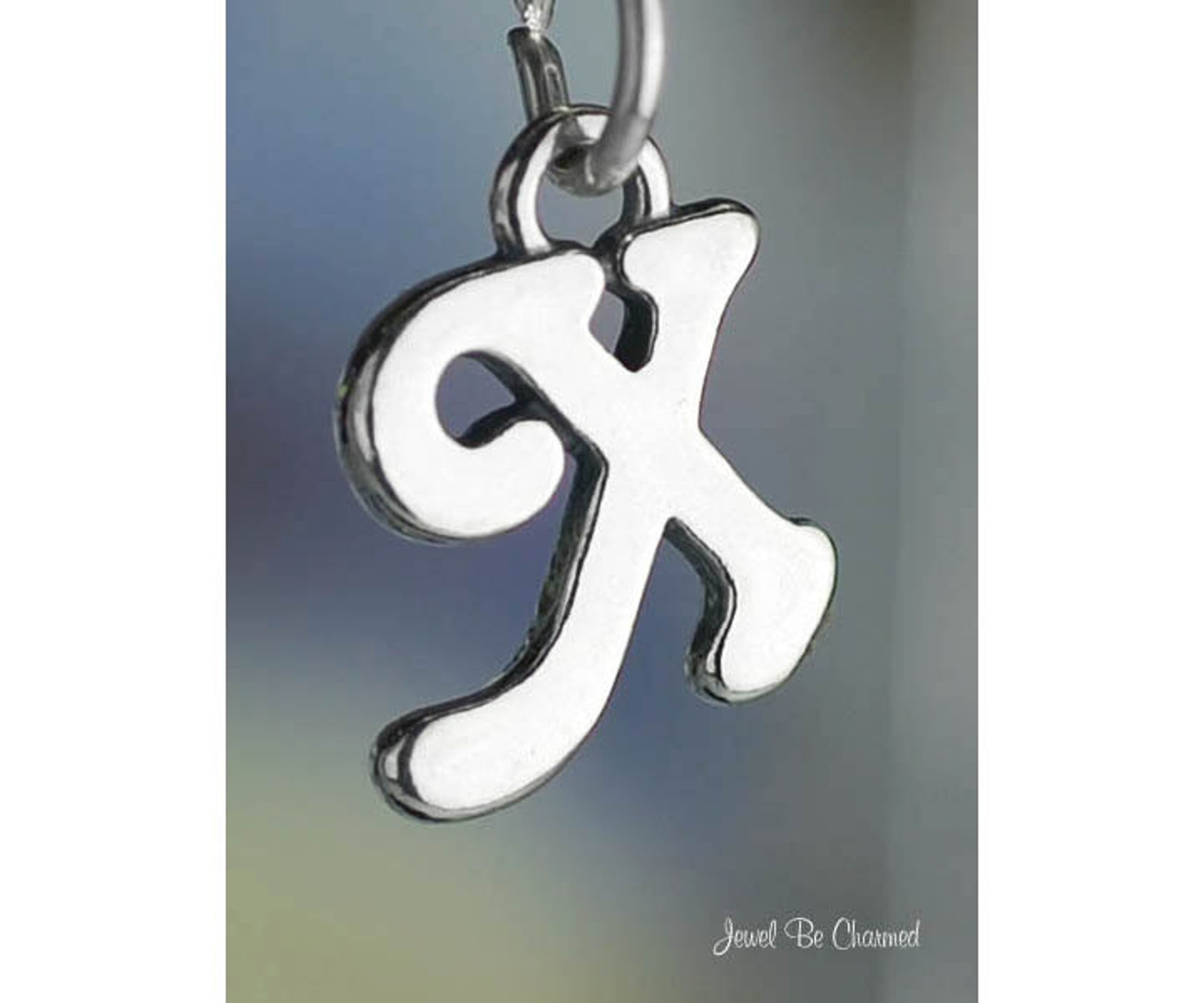 Sterling Silver Script Letter X Charm Initial Cursive Shiny - Etsy