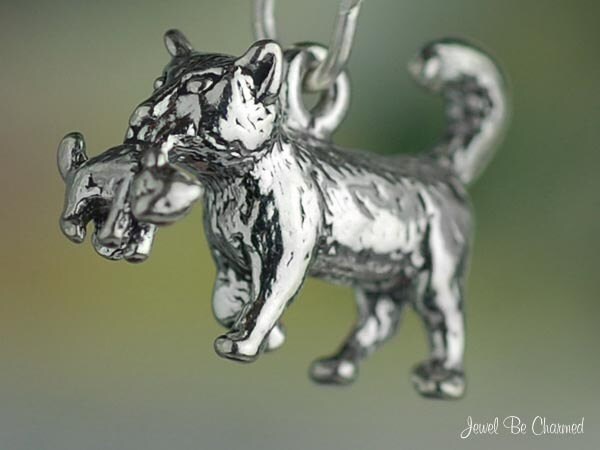 Sterling Silver Mother and Baby Cat and Kitten Charm Cats 3D | Etsy