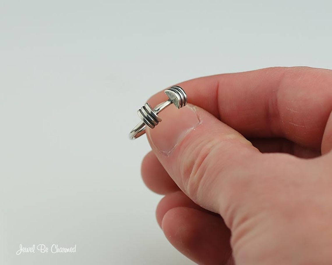 Sterling Silver Barbell Ring Solid .925 Weightlifting Ring - Etsy