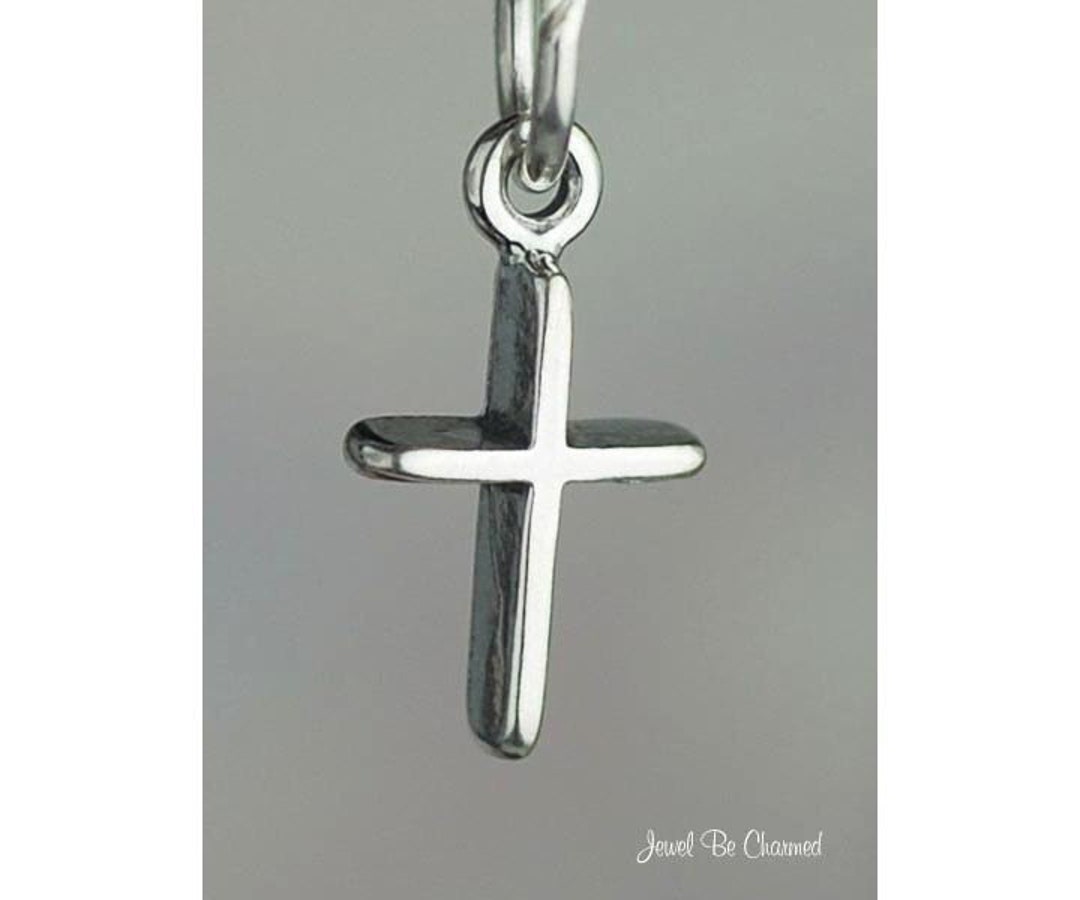 Miniature Sterling Silver Simple Cross Charm Christian Tiny Solid .925 ...