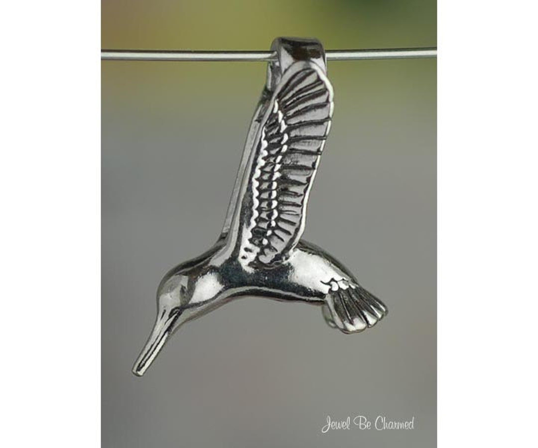 Sterling Silver 3D Hummingbird CHARM or PENDANT Hummingbirds Solid 925 ...