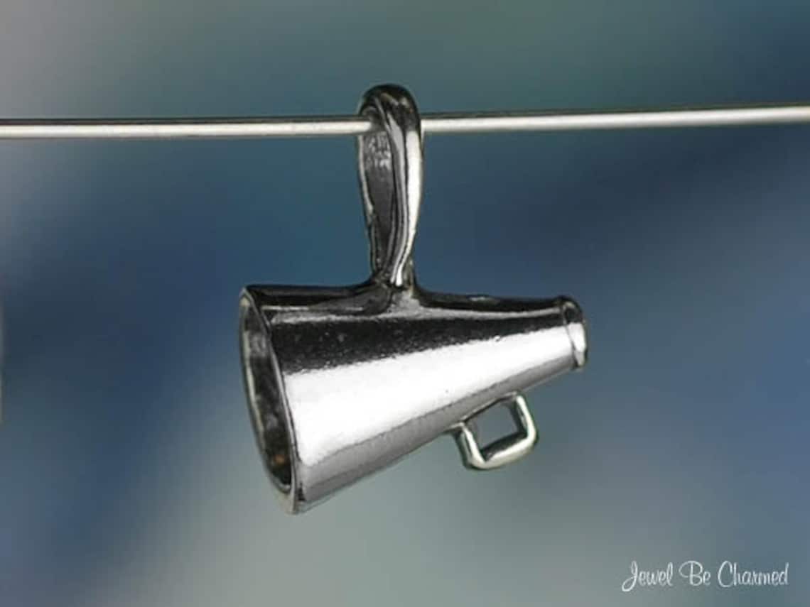 Small Sterling Silver Megaphone CHARM or PENDANT Cheerleader 3D .925 - Etsy