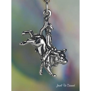 Sterling Silver Rodeo Cowboy Bull Rider Charm Bucking Bulls Solid .925 ...