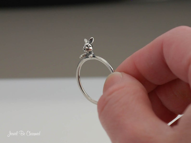 Sterling Silver Cute Bunny Rabbit Ring Solid .925 Bunnies Custom Sizes ...