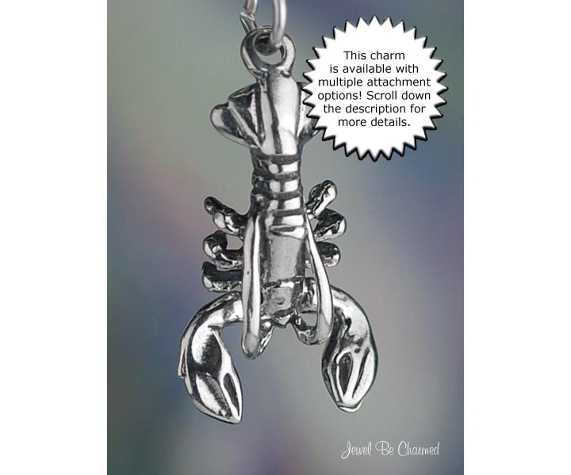 Movable Sterling Silver Lobster Charm Seafood Crustacean 3D Solid .925 ...