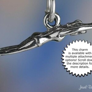 Small Sterling Silver Swimmer Charm Female Swimming Diving Solid .925 ...