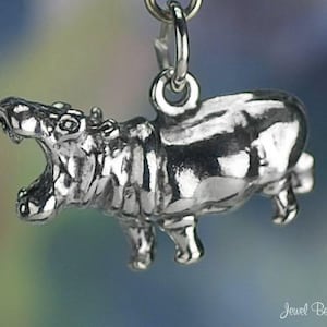 Sterling Silver Hippo Hippopotamus Charm Africa Safari 3D Solid .925 - Etsy