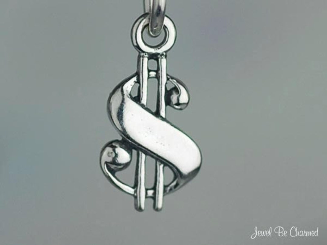 Miniature Sterling Silver Dollar Sign Charm Money Cash Tiny Solid .925 ...