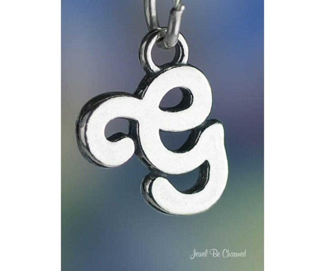 Sterling Silver Script Letter G Charm Initial Cursive Shiny Solid .925 ...