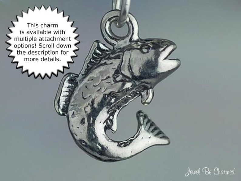 Sterling Silver Bass Fish Charm for Fisherman Fishing 3D Solid | Etsy