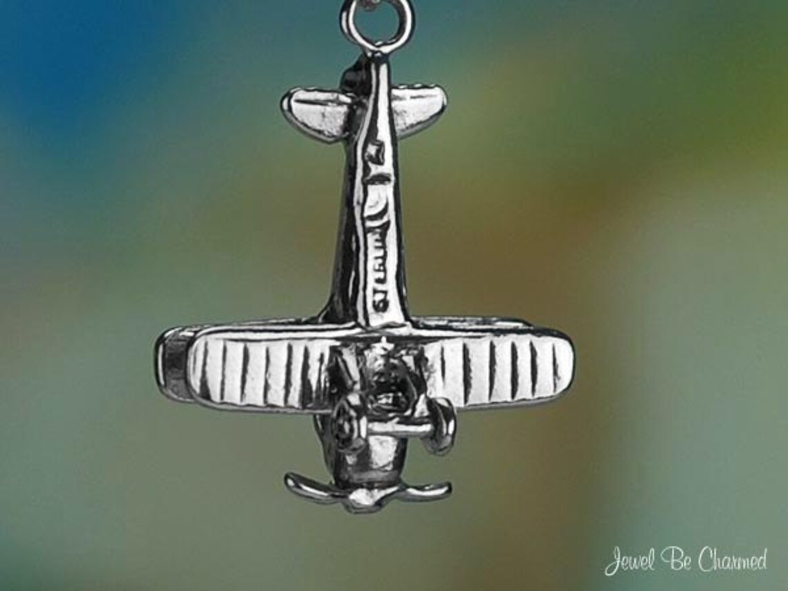 Sterling Silver Biplane Charm Aircraft Plane Airplane 3D Solid - Etsy
