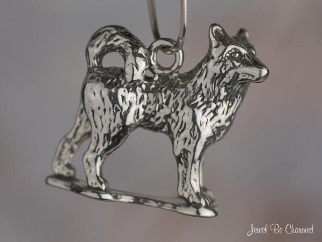 Sterling Silver Alaskan Malamute or Siberian Husky Charm 3D Solid .925 ...